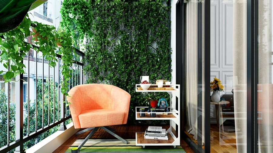 Balcony Design - With Trolley For Bookworms