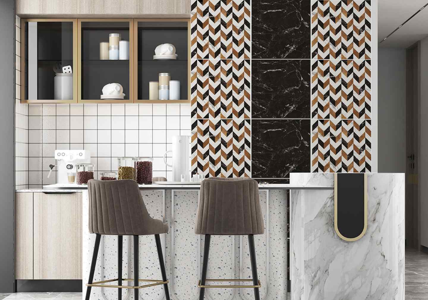Dado Tiles for Kitchen| Kitchen Interiors| Bonito Designs